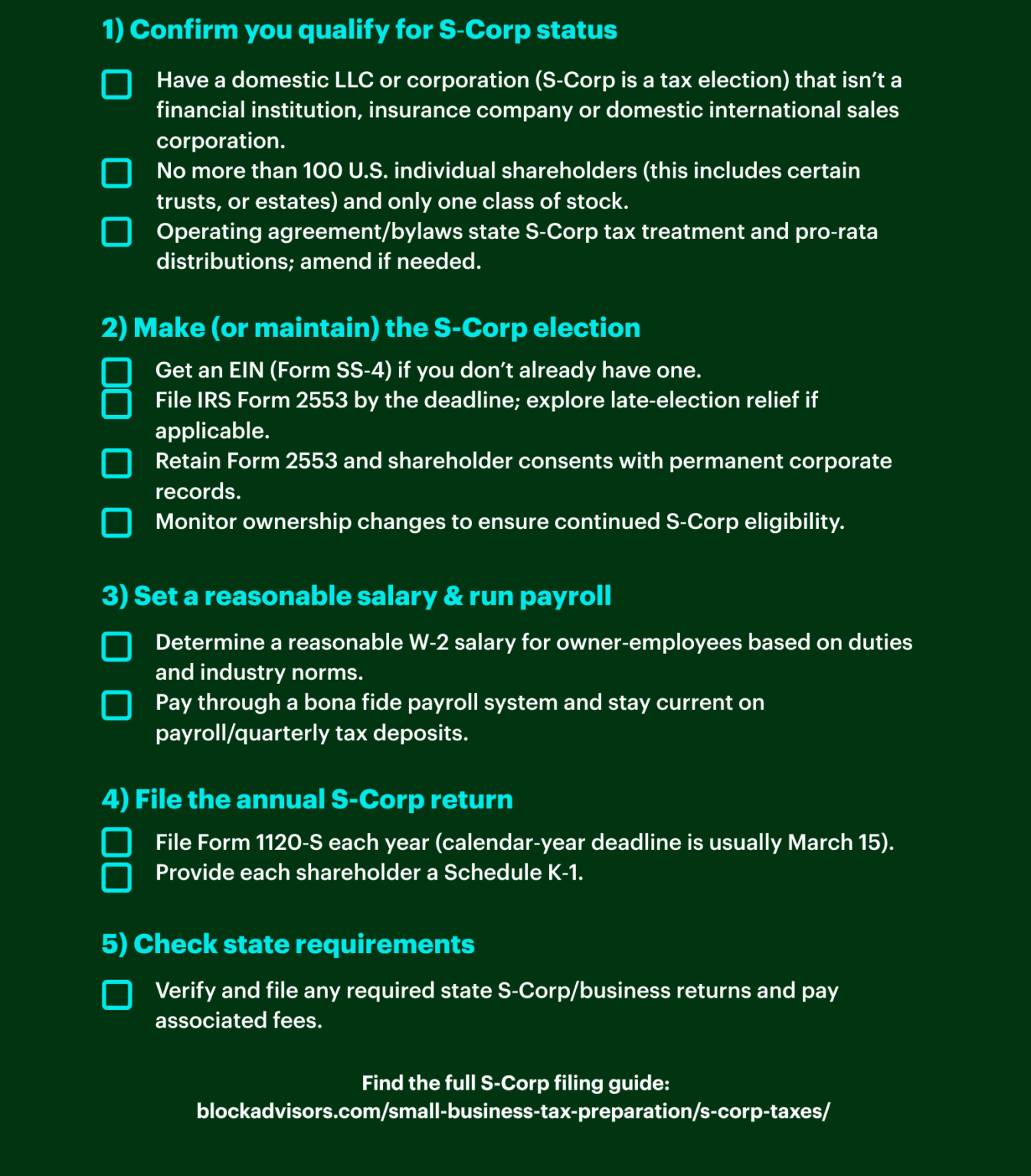 Small Business Owner’s Guide to S Corp Filing | Block Advisors